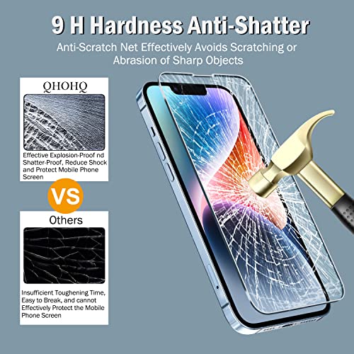 QHOHQ 3 Pack Screen Protector for iPhone 14 / iPhone 13 [6.1 Inch] with 3 Pack Tempered Glass Camera Lens Protector, Ultra HD, 9H Hardness,Case Friendly