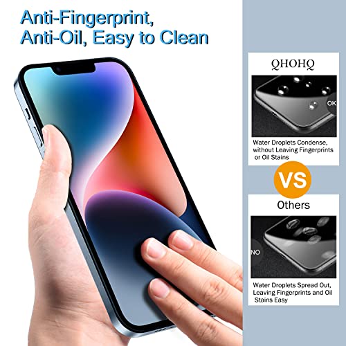 QHOHQ 3 Pack Screen Protector for iPhone 14 / iPhone 13 [6.1 Inch] with 3 Pack Tempered Glass Camera Lens Protector, Ultra HD, 9H Hardness,Case Friendly