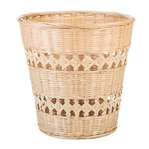 cabilock seagrass waste basket bamboo waste basket office paper wastebasket rattan woven storage baskets decorative round rustic farmhouse trash can for bedroom desktop coffee office decor