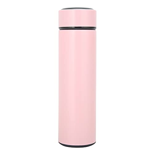 Thermos Cup 500ml Stainless Steel LED Vacuum Cup, Insulated Water Bottle with Temperature Measurement Coffee Tumbler, Excellent anti leakage design, rust proof, durable ( Pink)