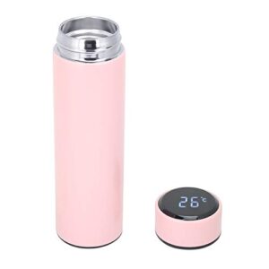 Thermos Cup 500ml Stainless Steel LED Vacuum Cup, Insulated Water Bottle with Temperature Measurement Coffee Tumbler, Excellent anti leakage design, rust proof, durable ( Pink)