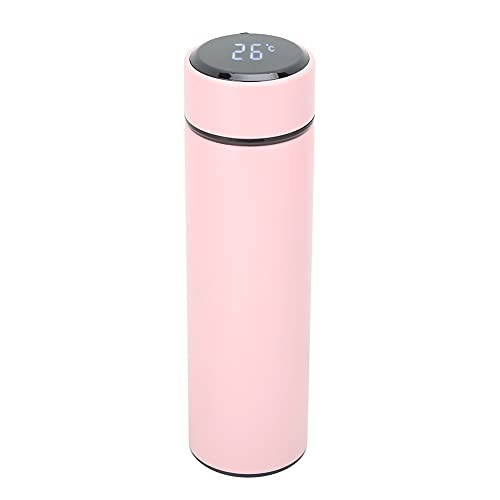 Thermos Cup 500ml Stainless Steel LED Vacuum Cup, Insulated Water Bottle with Temperature Measurement Coffee Tumbler, Excellent anti leakage design, rust proof, durable ( Pink)