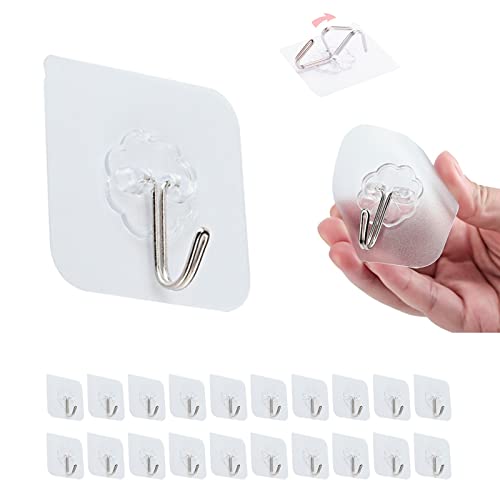 CHAIKEN&CAPONE Ceiling Hook Adhesive Hooks Wall Hooks for Hanging 20 Pieces13.2 Pounds (Maximum),with Stainless Steel Hooks for:Kitchen,Livingroom,Bathroom,Ceiling,Office,Etc.