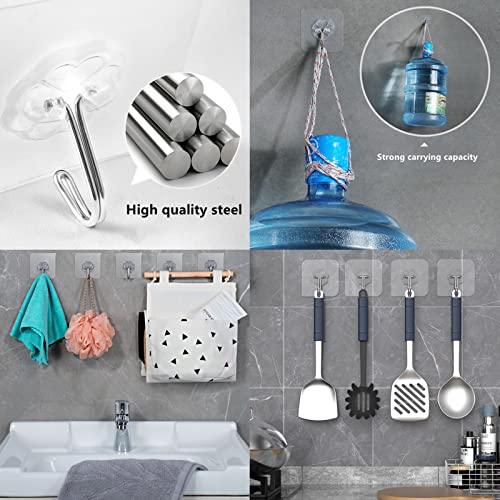 CHAIKEN&CAPONE Ceiling Hook Adhesive Hooks Wall Hooks for Hanging 20 Pieces13.2 Pounds (Maximum),with Stainless Steel Hooks for:Kitchen,Livingroom,Bathroom,Ceiling,Office,Etc.