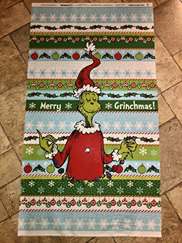 Kaufman Fabrics Robert How The Grinch Stole Christmas ADE 20274 223 Grinch 24inch Panel, 44 Inches