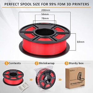 SUNLU PLA 3D Printer Filament, PLA Filament 1.75 mm Dimensional Accuracy +/- 0.02 mm, 1 KG Spool, PLA Grey+Red