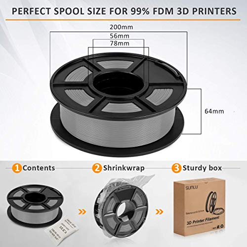 SUNLU PLA 3D Printer Filament, PLA Filament 1.75 mm Dimensional Accuracy +/- 0.02 mm, 1 KG Spool, PLA Grey+Red