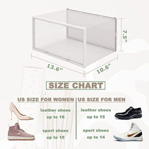 Side Open Shoe Boxes 12 PACK Clear Shoes Storage Containers Organizer Foldable Stackable,Plastic Shoe Storage Box Sneaker Cases for Closets Entryway Bedroom Garage,Fits Men's US Size 5.0-13