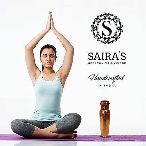 SAIRA’S 100% PURE COPPER WATER BOTTLE - LARGE 32 OZ - Boost Your Health - Huge Benefits - Handcrafted To Perfection - Keep Hydrated - Ayurvedic Water Bottle – Drink More Water - The Perfect way To Chill Water - Leak Proof Design - Perfect For Gift-Carved