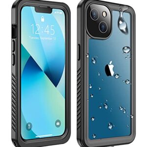 SPIDERCASE Designed for iPhone 13 Case, Waterproof Built-in Screen Protector, Rugged Heavy Duty Full Body Shockproof Protection Phone Case for iPhone 13 6.1 inch 2021”, Black/Clear