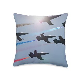 military fighter jet throw pillow, 16x16, multicolor