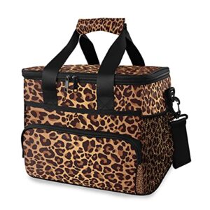 hmzxz large cooler lunch bag animal leopard skin pattern 24-can (15l) insulated lunch box soft leakproof cooler cooling tote bag for adult men women camping, picnic, bbq, 30.5x22x25.5cm