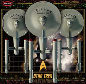 polar lights star trek tos u.s.s. enterprise w/pilot edition parts 1:350 scale model kit