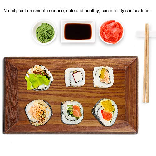 Wooden Serving Tray, Square Sushi Dish for Coffee Tables, Decorative Snack Tray for Serving Soy Sauce, Salt, Vinegar, Sugar, Spices, Dessert(21.5 * 11.5cm)