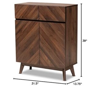 Baxton Studio Hartman Shoe Cabinets, One Size, Walnut Brown