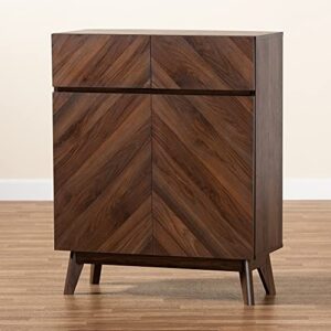 Baxton Studio Hartman Shoe Cabinets, One Size, Walnut Brown