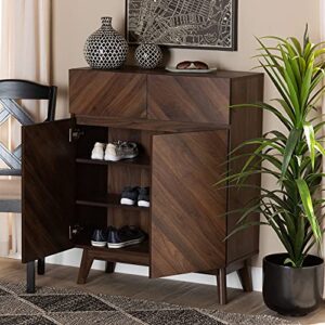 Baxton Studio Hartman Shoe Cabinets, One Size, Walnut Brown