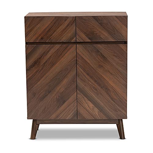 Baxton Studio Hartman Shoe Cabinets, One Size, Walnut Brown