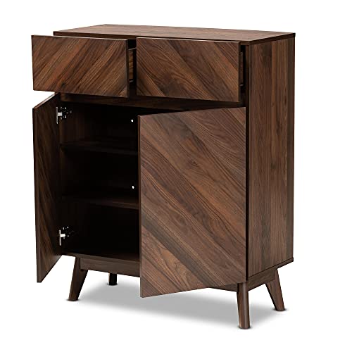 Baxton Studio Hartman Shoe Cabinets, One Size, Walnut Brown