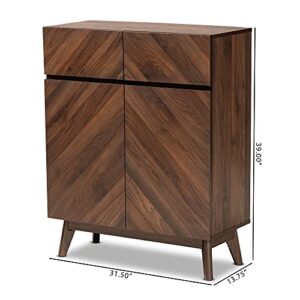 Baxton Studio Hartman Shoe Cabinets, One Size, Walnut Brown