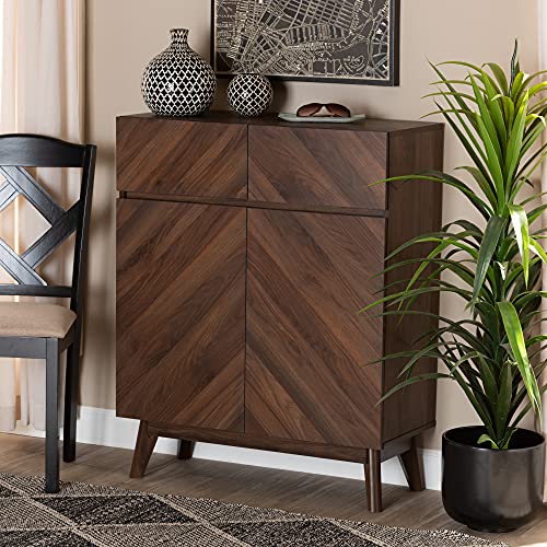 Baxton Studio Hartman Shoe Cabinets, One Size, Walnut Brown