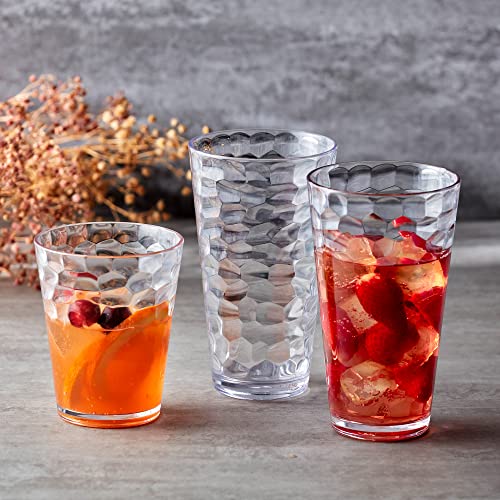 Amazing Abby - Iceberg - 16-Ounce Plastic Tumblers (Set of 8), Plastic Drinking Glasses, All-Clear High-Balls, Reusable Plastic Cups, Stackable, BPA-Free, Shatter-Proof, Dishwasher-Safe