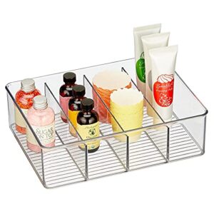 mDesign Plastic Stackable Tea Bag Storage Organizer Bin with 4 Divided Compartments - Holder for Kitchen Cabinet, Pantry, Countertop - Holds Sugar Packets, Coffee Pods, Ligne Collection, 4 Pack, Clear