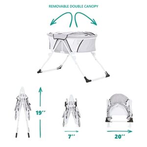 Dream On Me Karley Plus Baby Bassinet, Lightweight Compact Portable Bassinet, Easy and Quick Fold with Removable Double Canopy, Breathable Mesh Design, Storm Grey