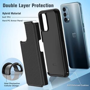 JXVM for OnePlus Nord N200 5G Case: Dual Layer Protective Heavy Duty Cell Phone Cover Shockproof Rugged with Non Slip Textured Back - Military Protection Bumper - 6.49inch (Black Black)