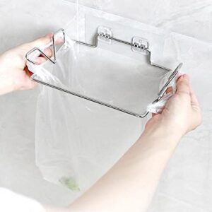 DETTELIN Wall-Mounted Trash Bag Holder, Non-Trace Stainless Steel Garbage Plastic Bags Holder Rack for Kitchen Cabinets Doors Cupboards -1pcs