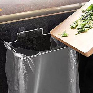 DETTELIN Wall-Mounted Trash Bag Holder, Non-Trace Stainless Steel Garbage Plastic Bags Holder Rack for Kitchen Cabinets Doors Cupboards -1pcs