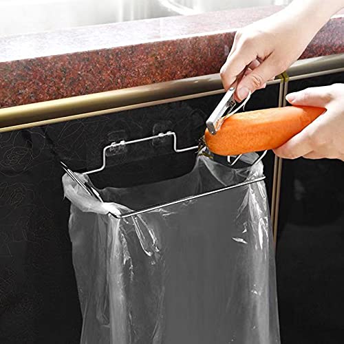 DETTELIN Wall-Mounted Trash Bag Holder, Non-Trace Stainless Steel Garbage Plastic Bags Holder Rack for Kitchen Cabinets Doors Cupboards -1pcs