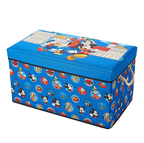 Disney Mickey Mouse Collapsible Toy Storage Bench and Ottoman, 14.5" H x 14.5" D x 25" L