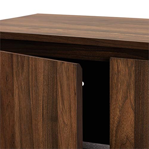 BOWERY HILL Brown and Gold Wood 2-Door Entryway Shoe Storage Cabinet