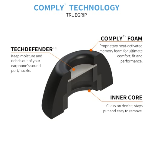 Comply TWo-220-C Earbud Tips for Jabra 85t Earphones with Comfortable Fit (Assorted, 3 Pairs)