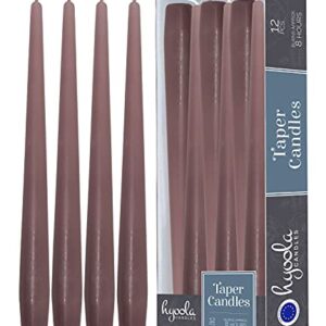 Hyoola Tall Taper Candles - 10 Inch Mauve Pink Unscented Dripless Taper Candles - 8 Hour Burn Time - 12 Pack