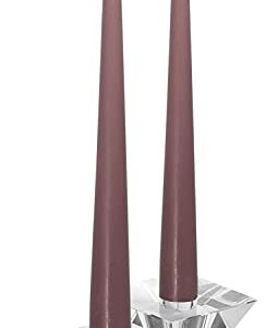 Hyoola Tall Taper Candles - 10 Inch Mauve Pink Unscented Dripless Taper Candles - 8 Hour Burn Time - 12 Pack