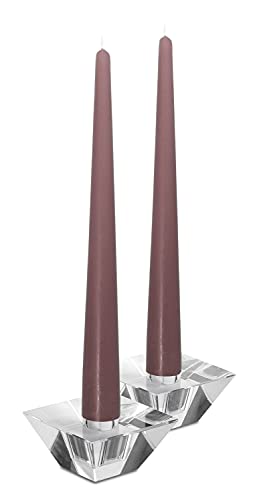 Hyoola Tall Taper Candles - 10 Inch Mauve Pink Unscented Dripless Taper Candles - 8 Hour Burn Time - 12 Pack