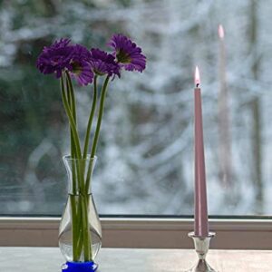 Hyoola Tall Taper Candles - 10 Inch Mauve Pink Unscented Dripless Taper Candles - 8 Hour Burn Time - 12 Pack