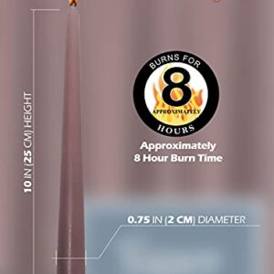 Hyoola Tall Taper Candles - 10 Inch Mauve Pink Unscented Dripless Taper Candles - 8 Hour Burn Time - 12 Pack