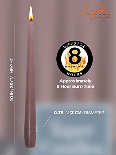 Hyoola Tall Taper Candles - 10 Inch Mauve Pink Unscented Dripless Taper Candles - 8 Hour Burn Time - 12 Pack