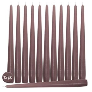 Hyoola Tall Taper Candles - 10 Inch Mauve Pink Unscented Dripless Taper Candles - 8 Hour Burn Time - 12 Pack