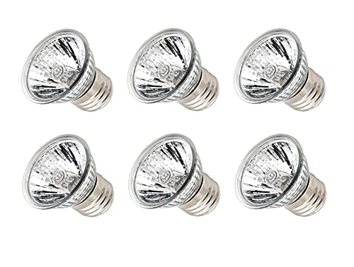 25W UVA UVB Reptile Light 25 Watt UVB Light UVA Bulb Halogen Basking Bulb Full Spectrum Reptilian Lamp Lizard Lamps for Turtle Aquarium Aquatic Reptile Lizard Habitat,E27/E26 Base,110V,6 Pack