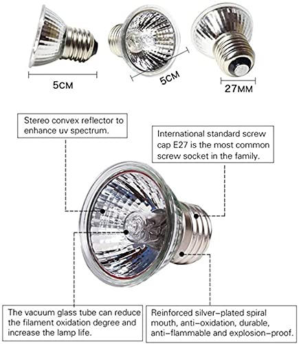 25W UVA UVB Reptile Light 25 Watt UVB Light UVA Bulb Halogen Basking Bulb Full Spectrum Reptilian Lamp Lizard Lamps for Turtle Aquarium Aquatic Reptile Lizard Habitat,E27/E26 Base,110V,6 Pack