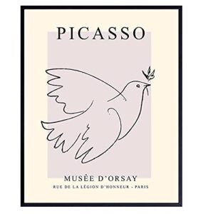 pablo picasso wall art & decor - pablo picasso poster 8x10 - picasso wall art - dove of peace picasso - pablo picasso prints - gallery wall art - museum poster - the impressionists decor - pink