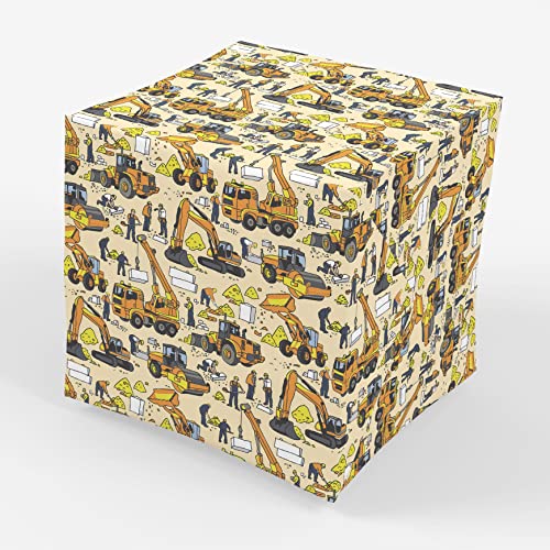 Construction Party Gift Wrapping Paper - Folded Flat 30 x 20 Inch (3 Sheets)