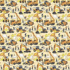 Construction Party Gift Wrapping Paper - Folded Flat 30 x 20 Inch (3 Sheets)