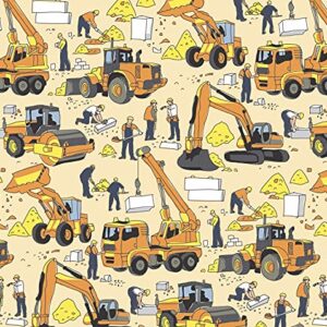 Construction Party Gift Wrapping Paper - Folded Flat 30 x 20 Inch (3 Sheets)