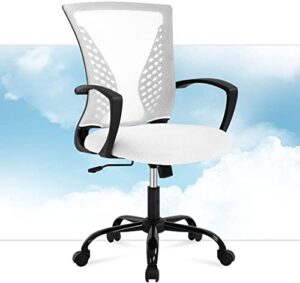 home office chair mesh computer chair executive mid back ergonomic adjustable desk chair with lumbar armrest support modern rolling swivel chair for women&men adult