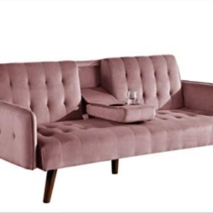 US Pride Furniture Charming Convertible Sofa Sofabed, Rose